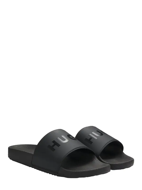 Hugo Italian-made Slides With Logo - Black