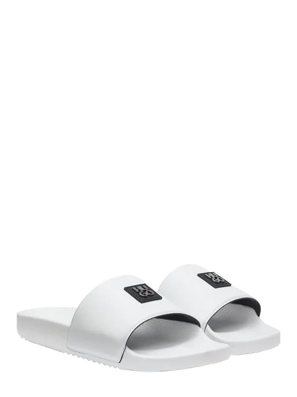 Hugo Slides With Stacked Logo Uppers - White