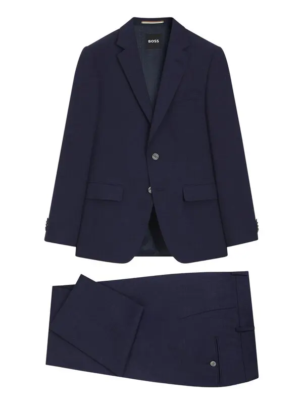 BOSS Two-piece Slim-fit Suit In Micro-patterned Cloth - Dark Blue