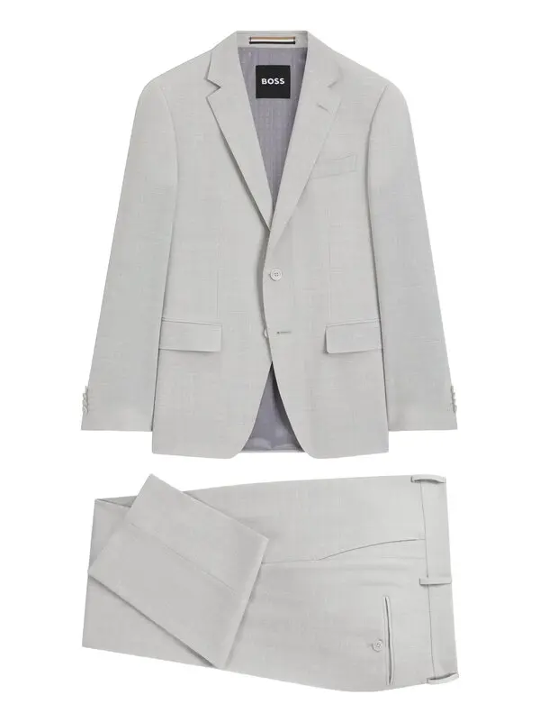 BOSS Two-piece Slim-fit Suit In Micro-patterned Cloth - Light Grey