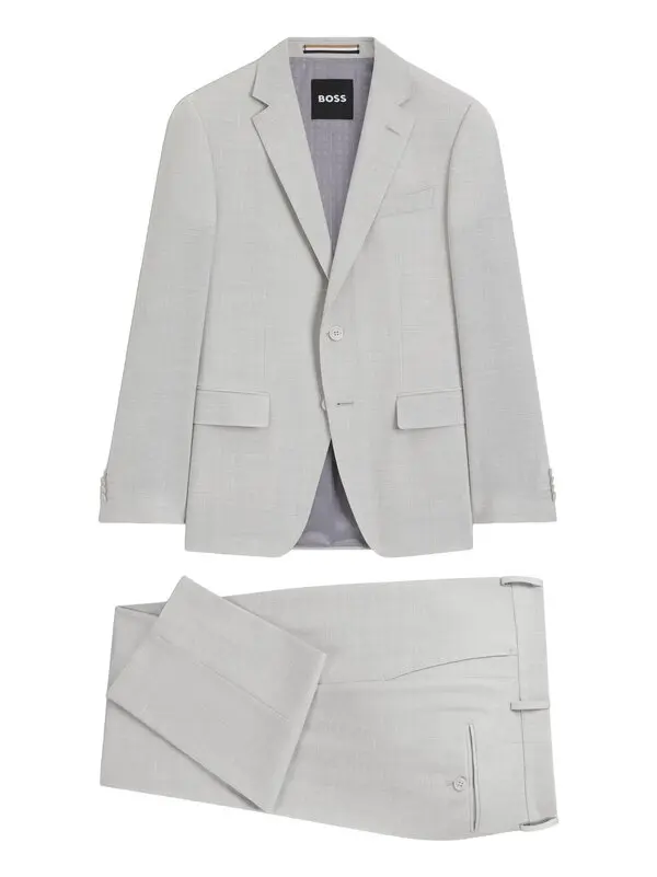 BOSS Two-piece Slim-fit Suit In Micro-patterned Cloth - Light Grey