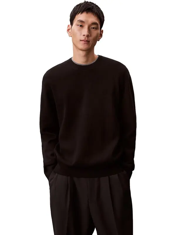 Calvin Klein Relaxed Fit Tech Knit Sweater - Black