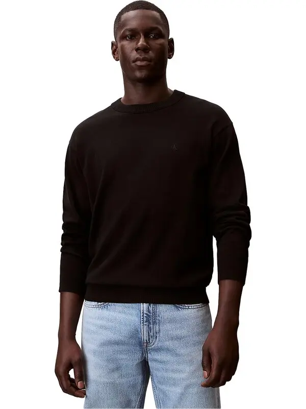 Calvin Klein Relaxed Fit Cotton Sweater - Black