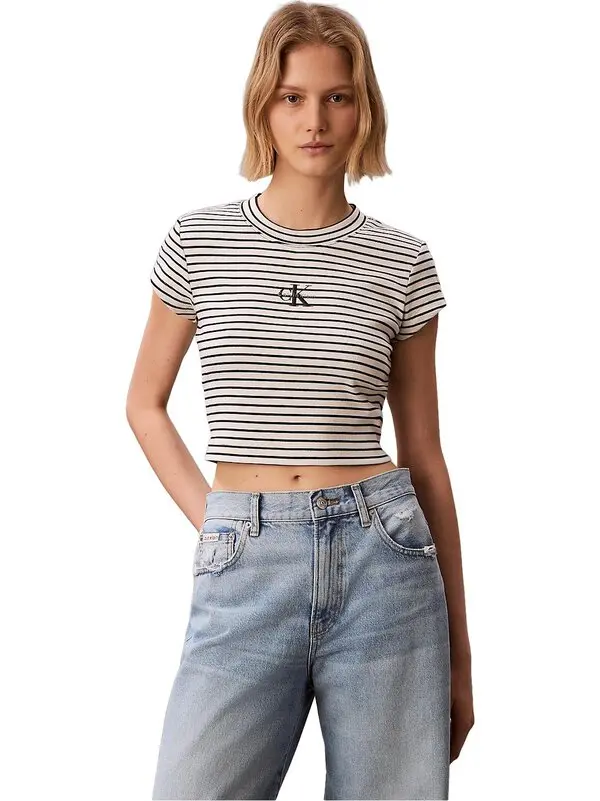Calvin Klein Monogram Stripe Rib T-shirt - Black