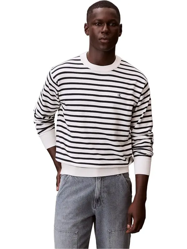 Calvin Klein Cotton Striped Relaxed Sweater - Tofu