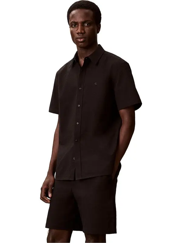 Calvin Klein Seersucker Classic Button-down Shirt - Black