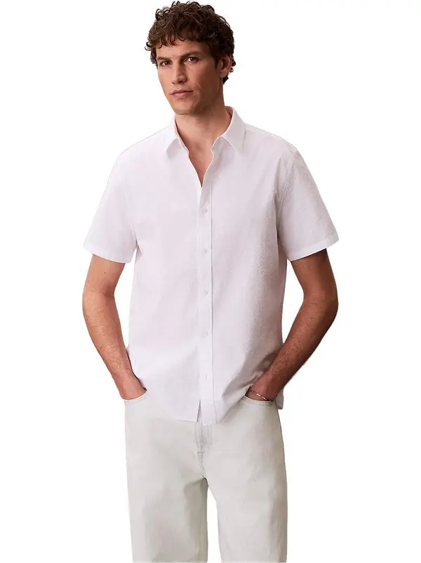 Calvin Klein Seersucker Classic Button-down Shirt - Brilliant White