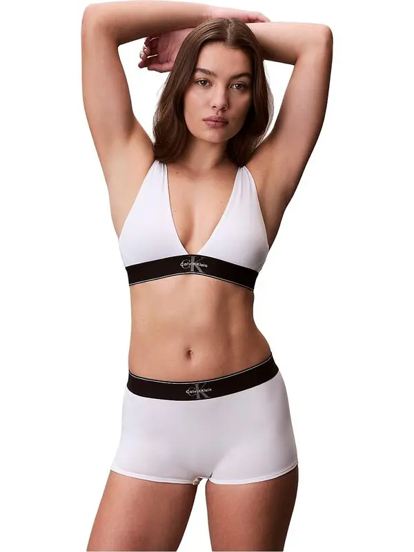 Calvin Klein Graphic Monogram Microfiber Stretch Lightly Lined Triangle Bralette - White