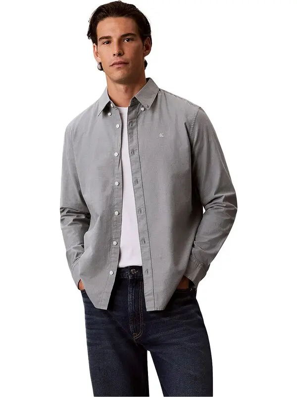 Calvin Klein Solid Classic Oxford Button-down Shirt - Balsam Green