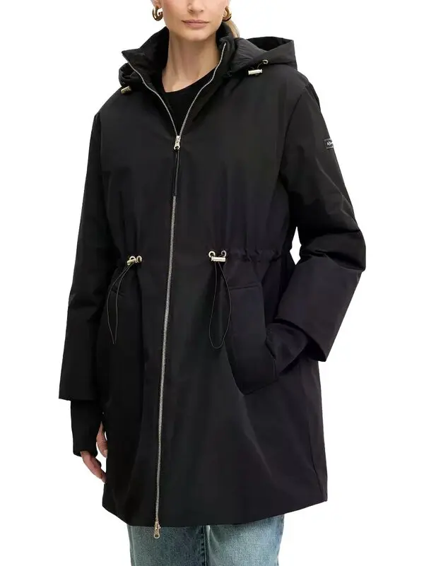 Armani Exchange Hooded Coat With Drawstring - Black