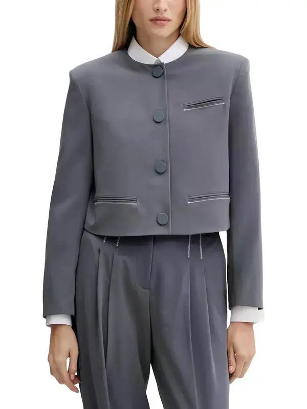Armani Exchange Button Cropped Jacket - Grey