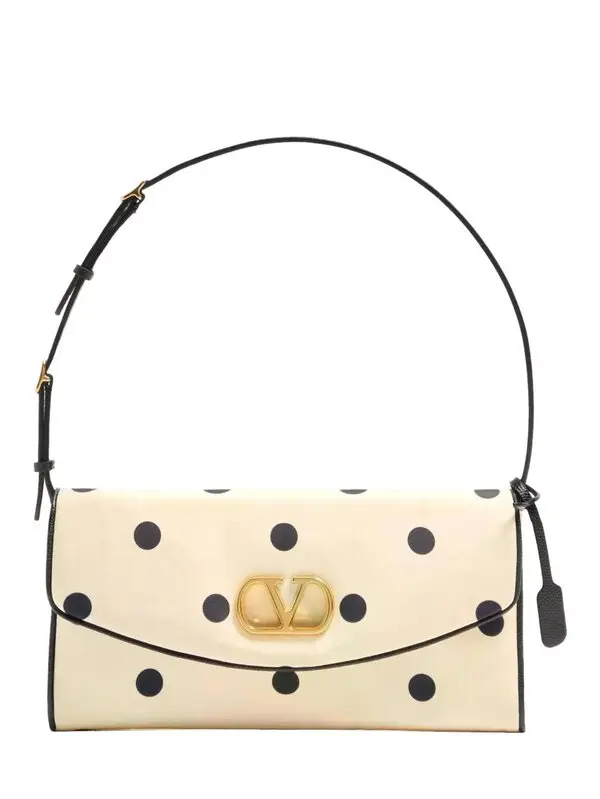 Valentino Garavani Small Devain Plus De Pois Shoulder Bag - Neutrals