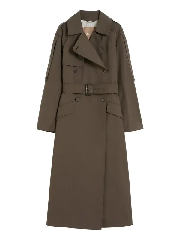 Max Mara Wide Water-repellent Twill Trench Coat - Green