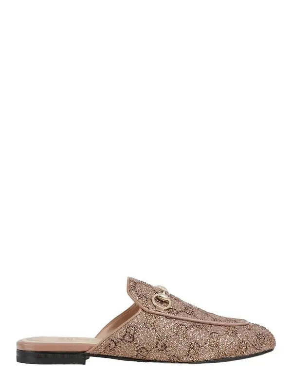 Gucci Gg Crystal Princetown Slipper - Beige