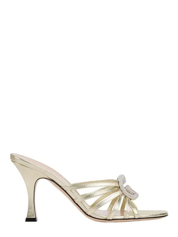 Gucci Slide Sandal With Crystal Interlocking G - Silver
