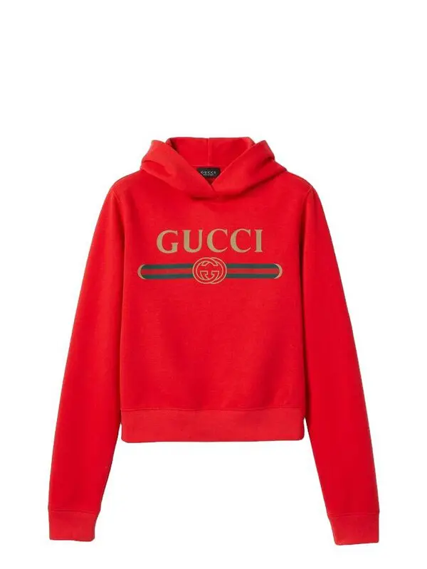 Gucci Cotton Jersey And Cashmere Sweatshirt With Web And Interlocking G Print - Red