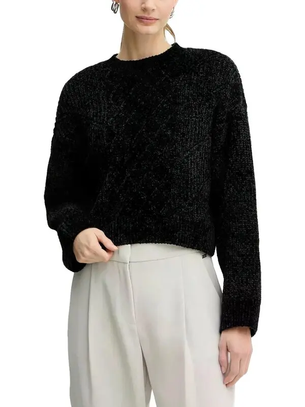 Armani Exchange Textured Round Neck Sweater - Black