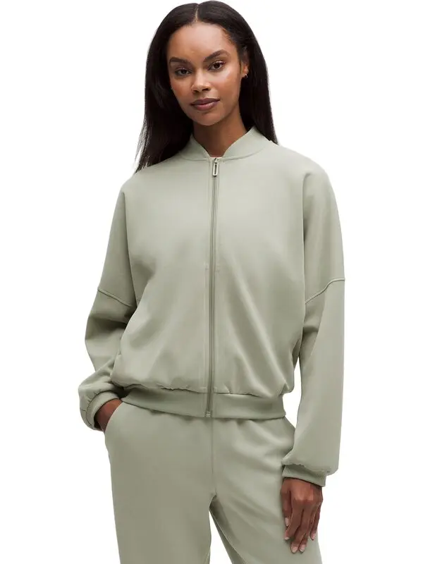 Lululemon Brushed Softstreme Oversized Bomber Jacket - Fog Green