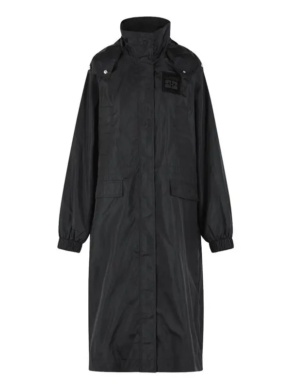 GANNI Nylon Raincoat - Black