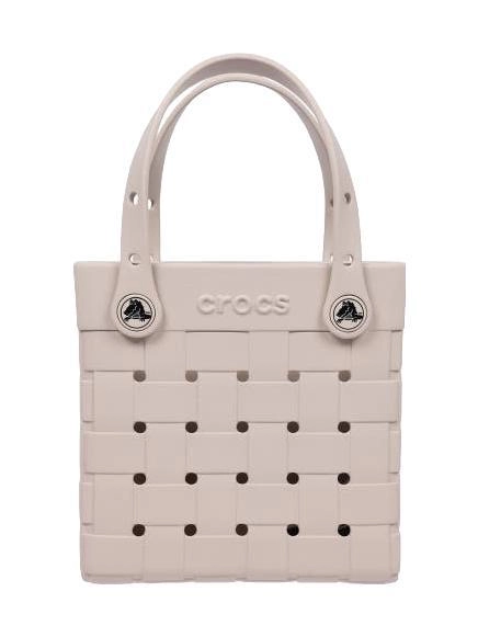 CROCS Woven Style Tote With Top Handles And Detachable Crossbody Strap - Coca Crm
