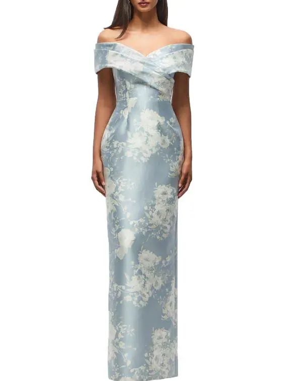 Alfred Sung Constance Off-the-shoulder Column Gown - Seraphina Floral