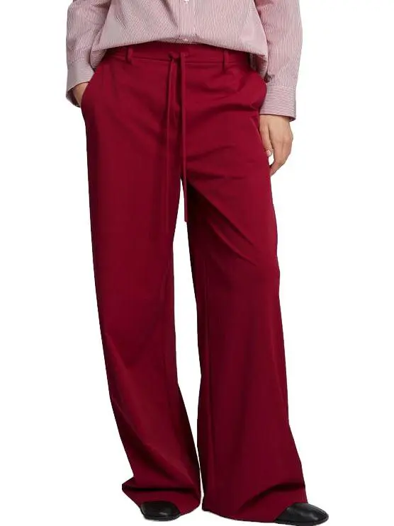 MM BY MAX MARA Agoraio Tie-waist Wide-leg Pants - Dark Red