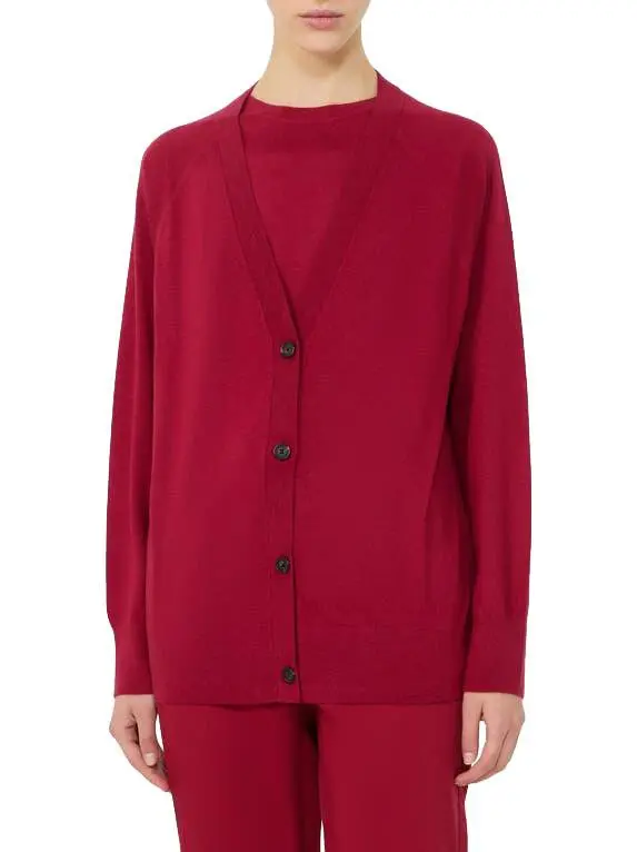 MM BY MAX MARA Clarino Wool & Cashmere Cardigan - Dark Red