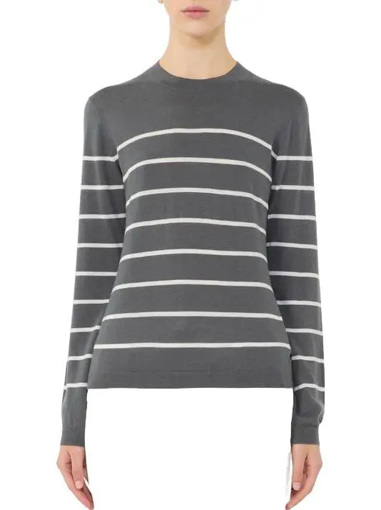 MM BY MAX MARA Pensile Striped Crewneck Sweater - Dark Grey