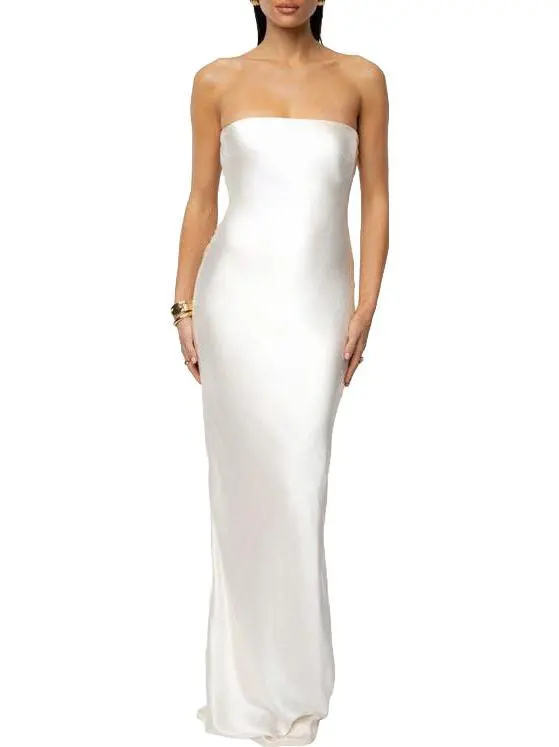JLUXLABEL Regal Rising Corset Back Strapless Gown - Ivory