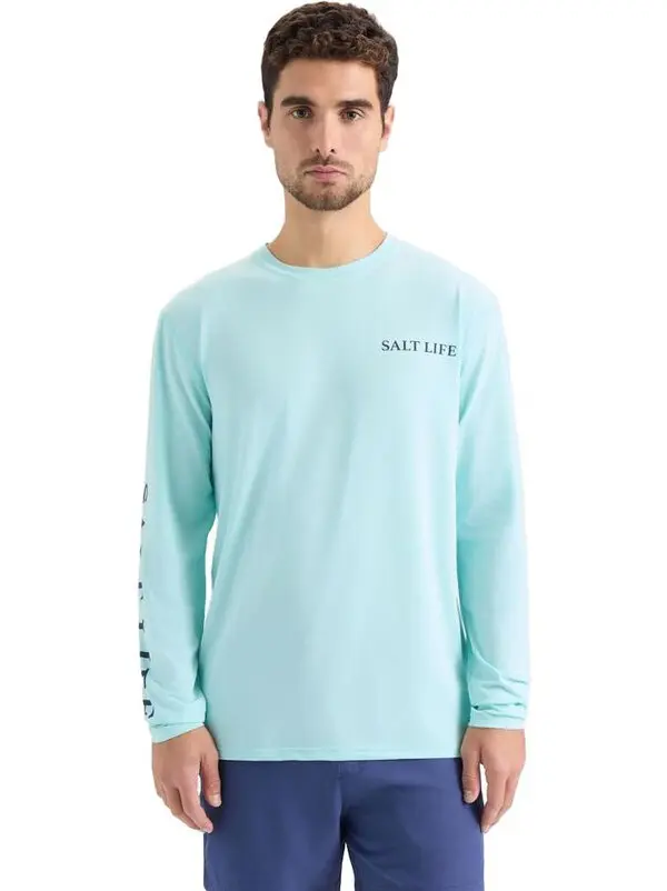 SALT LIFE On Holiday Slx Performance Long Sleeve - Light Aruba Heather