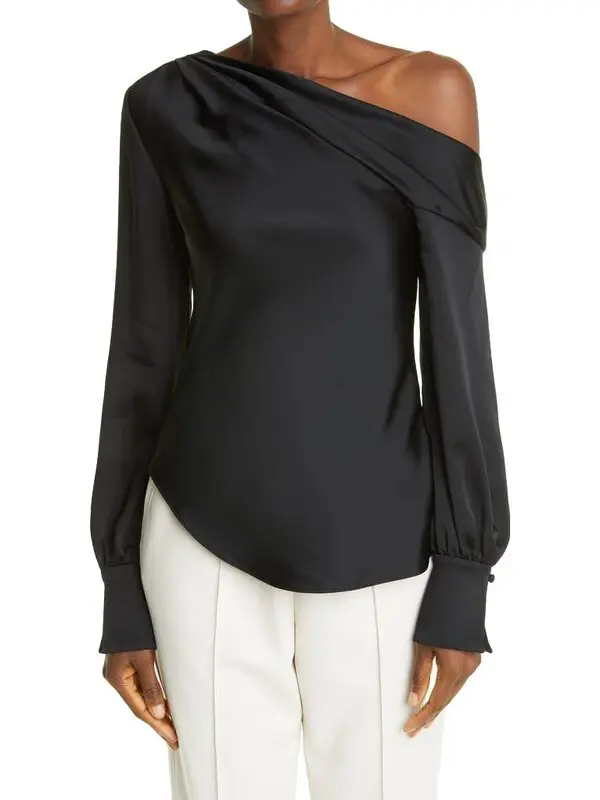Simkhai Cutout Back Satin Blouse - Black