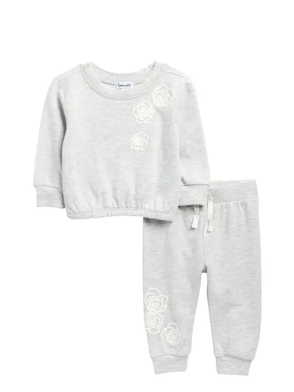 Splendid Embroidered Sweatshirt & Sweatpants Set - Light Heather Grey