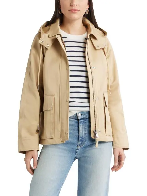 Caslon Cotton Parka With Removable Hood - Tan Shore