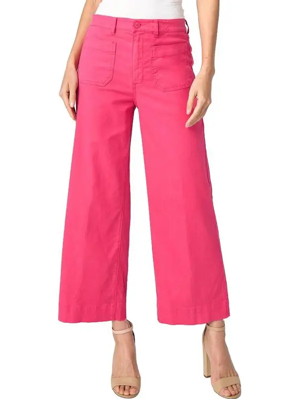 LIVERPOOL High Waist Patch Pocket Crop Wide Leg Pants - Diva Pink