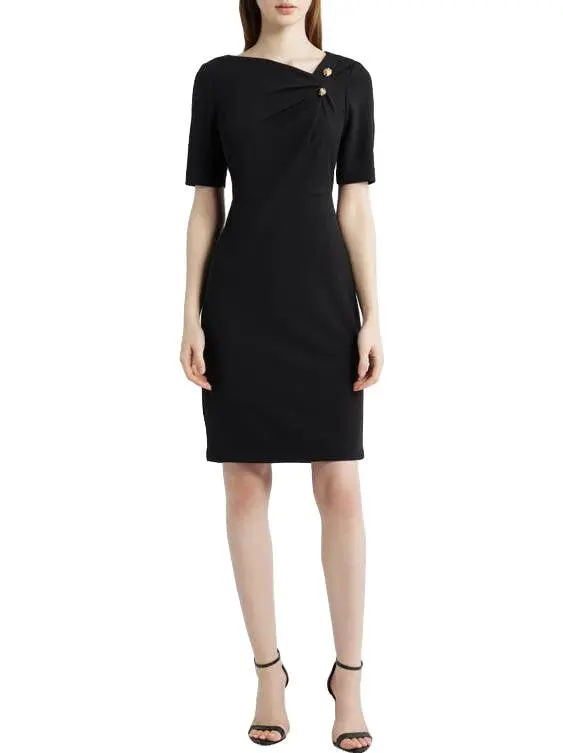 Anne Klein Bar Pin Asymmetric Sheath Dress - Anne Black