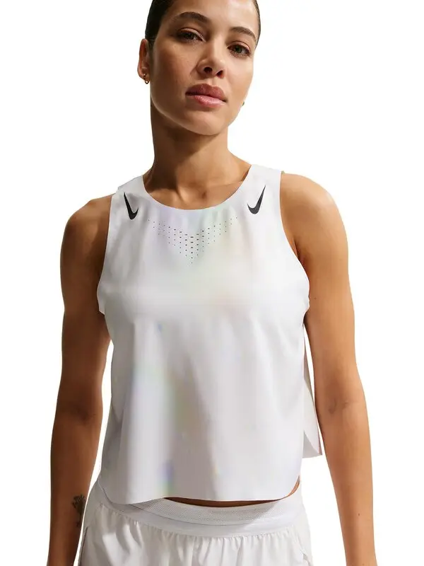 Nike Aeroswift Dri-fit Adv Cropped Running Tank Top - White