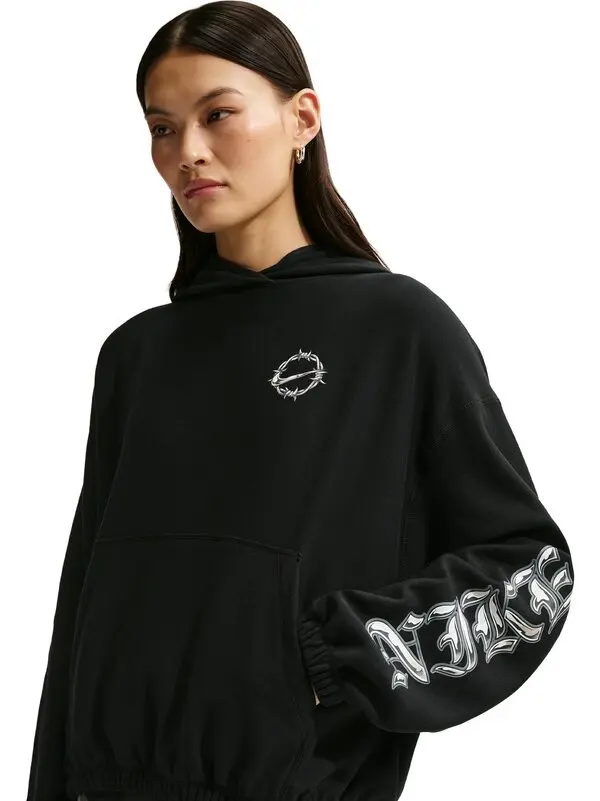 Nike Sportswear Oversized French Terry Graphic Pullover Hoodie - Black