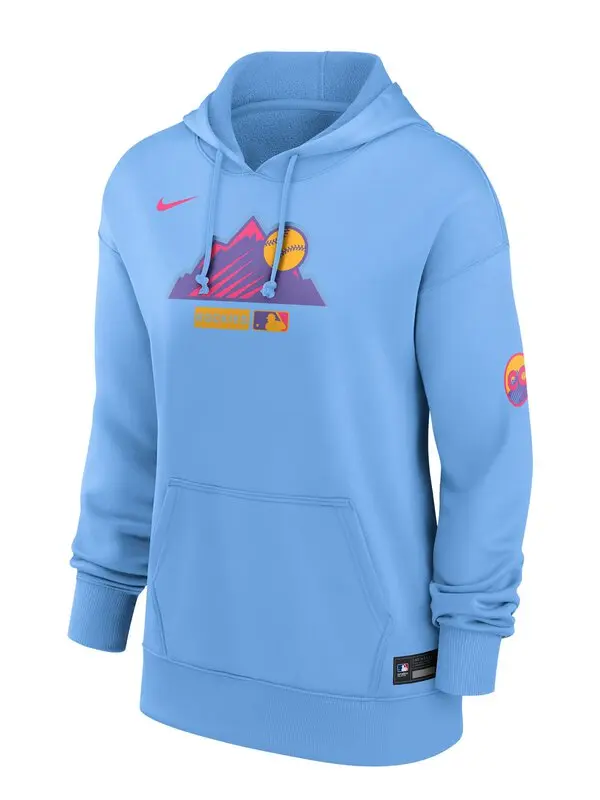 Nike Colorado Rockies Authentic Collection City Connect Therma Mlb Pullover Hoodie - Blue