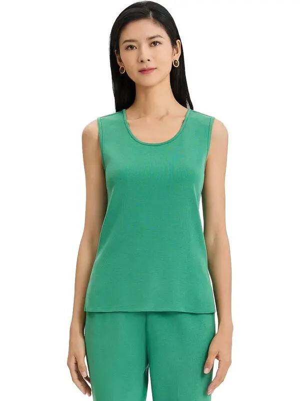 Ming Wang Mid Length Scoop Neck Knit Tank - Kelly Green
