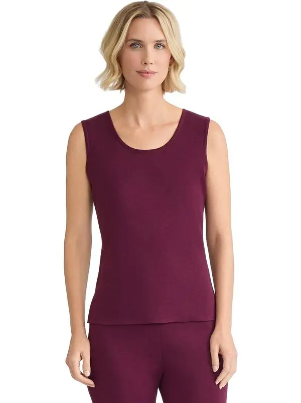 Ming Wang Mid-length Scoop Neck Knit Tank - Midnight Violet