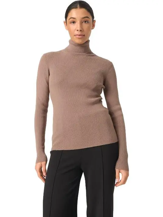 SOAKED IN LUXURY Slim-fit Rollneck Pullover - Walnut