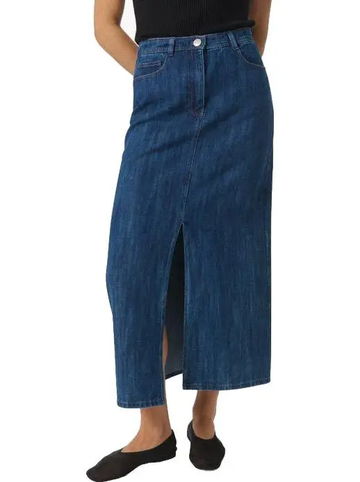 SOAKED IN LUXURY Slzianna Maxi Length Denim Skirt - Medium Blue Denim