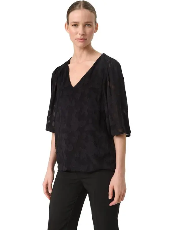 SOAKED IN LUXURY Slfelisia V-neck Floral Blouse - Black