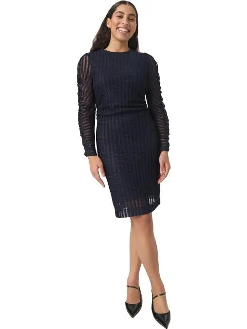 SOAKED IN LUXURY Slsolveig Long Sleeve Slim Fit Dress - Night Sky