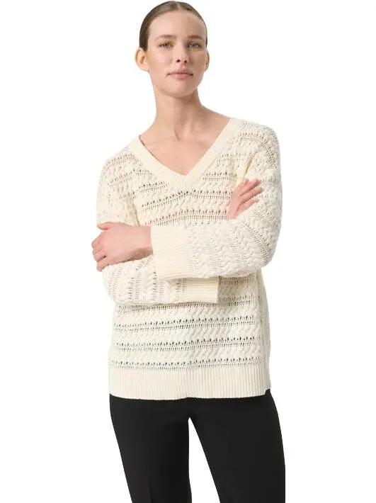 SOAKED IN LUXURY Slskylah V-neck Pullover - Whisper White