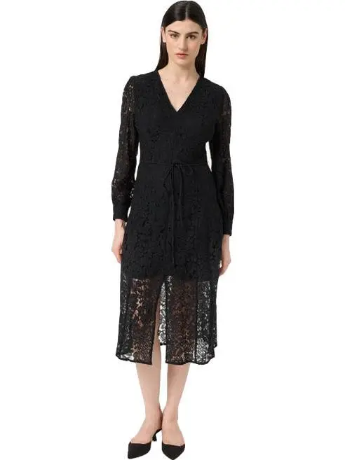 SOAKED IN LUXURY Slhanni Lace Midi Dress - Black
