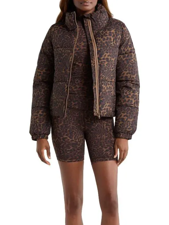 MPG Leopard Print Puffer Jacket - Caribou Leopard