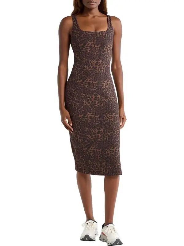 MPG Leopard Print Midi Dress - Caribou Leopard