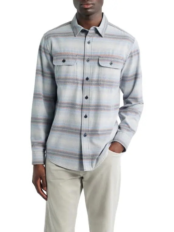 Pendleton Beach Shack Stripe Brushed Cotton Button-up Shirt - Blue Stripe