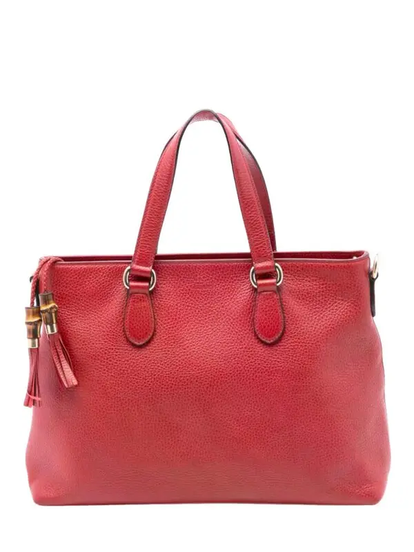 Gucci Leather Bamboo Tassel Satchel - Red